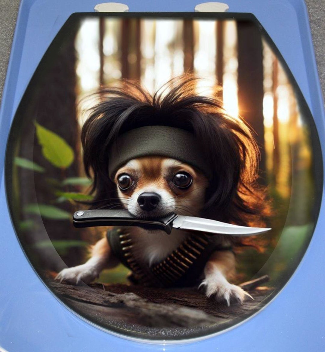 Chihuahua-rambo Custom Airbrushed Toilet Seat, Funny chiwambo / Ramwawa ...