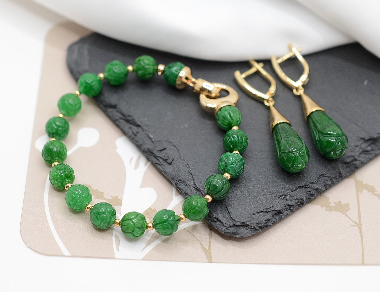 Jade Drop Earrings, Ladies Gemstone Earrings, Long Stone Teardrop ...