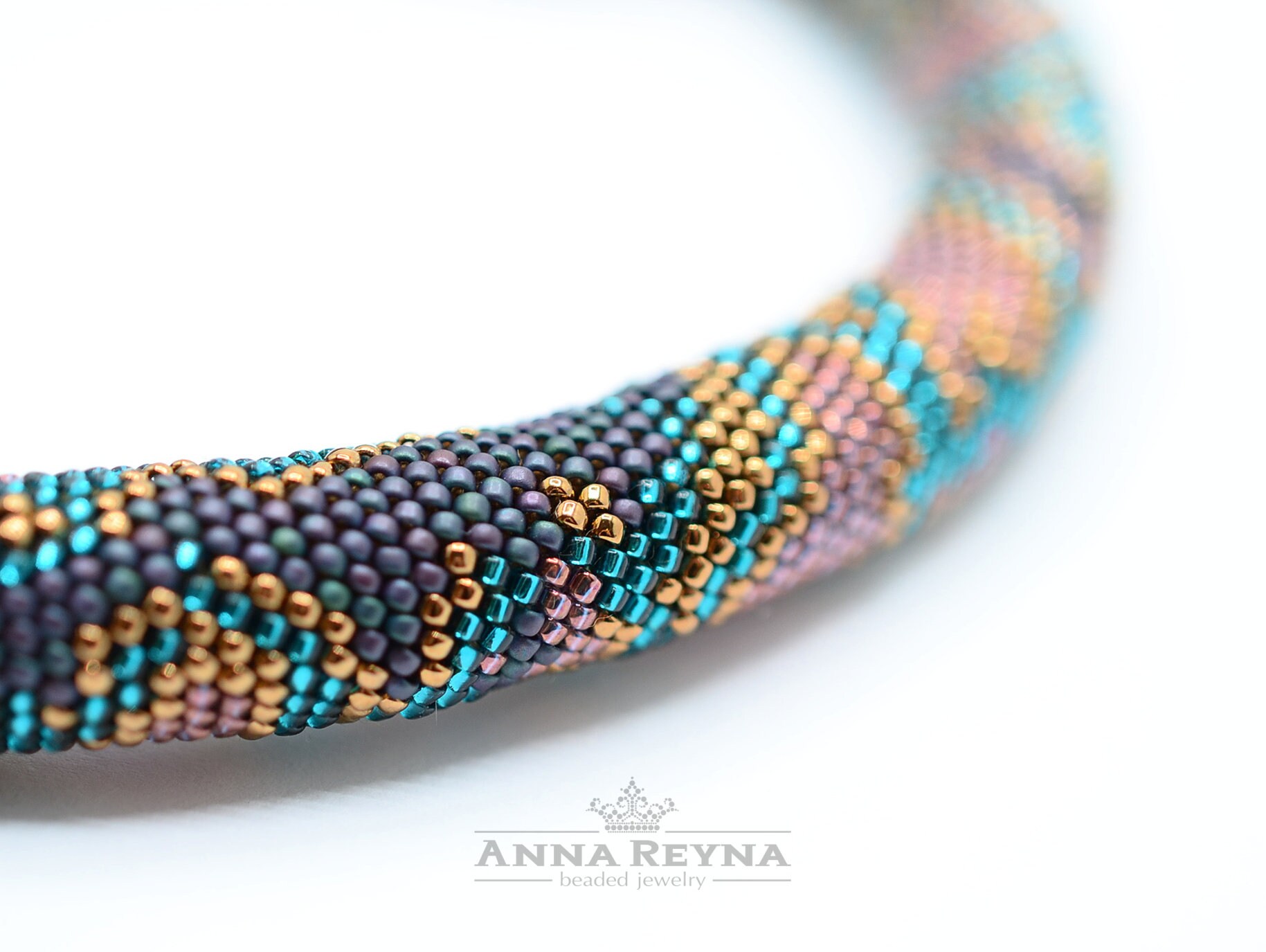 Seed Bead Dragon Ouroboros Beaded Necklace Bronze Dragon | Etsy