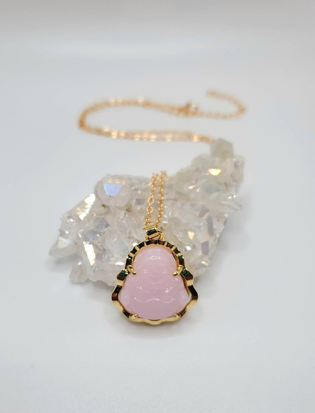 Pink Jade Buddha Necklace - Etsy