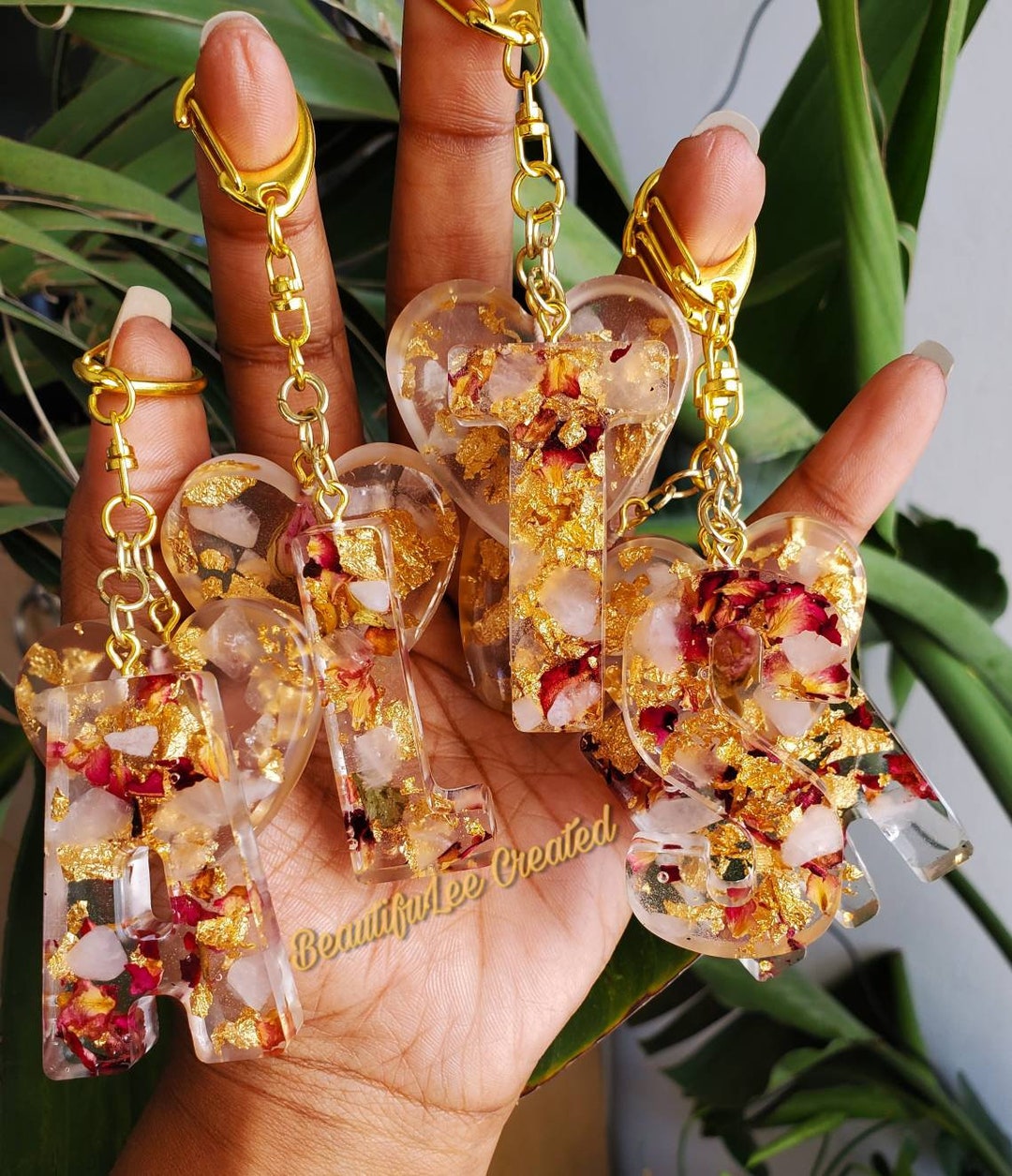 Rose Quartz and Roses Keychains - Etsy