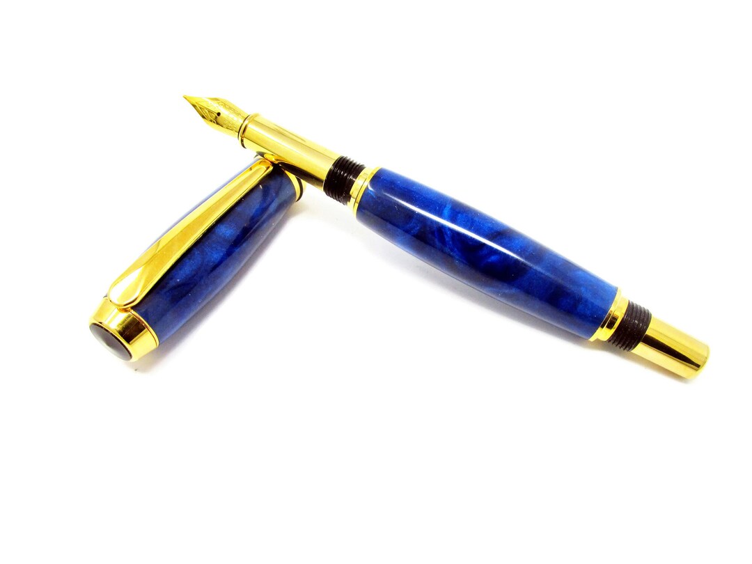 Paradise Blue Baron Fountain Pen With 24kt Gold Plating - Etsy