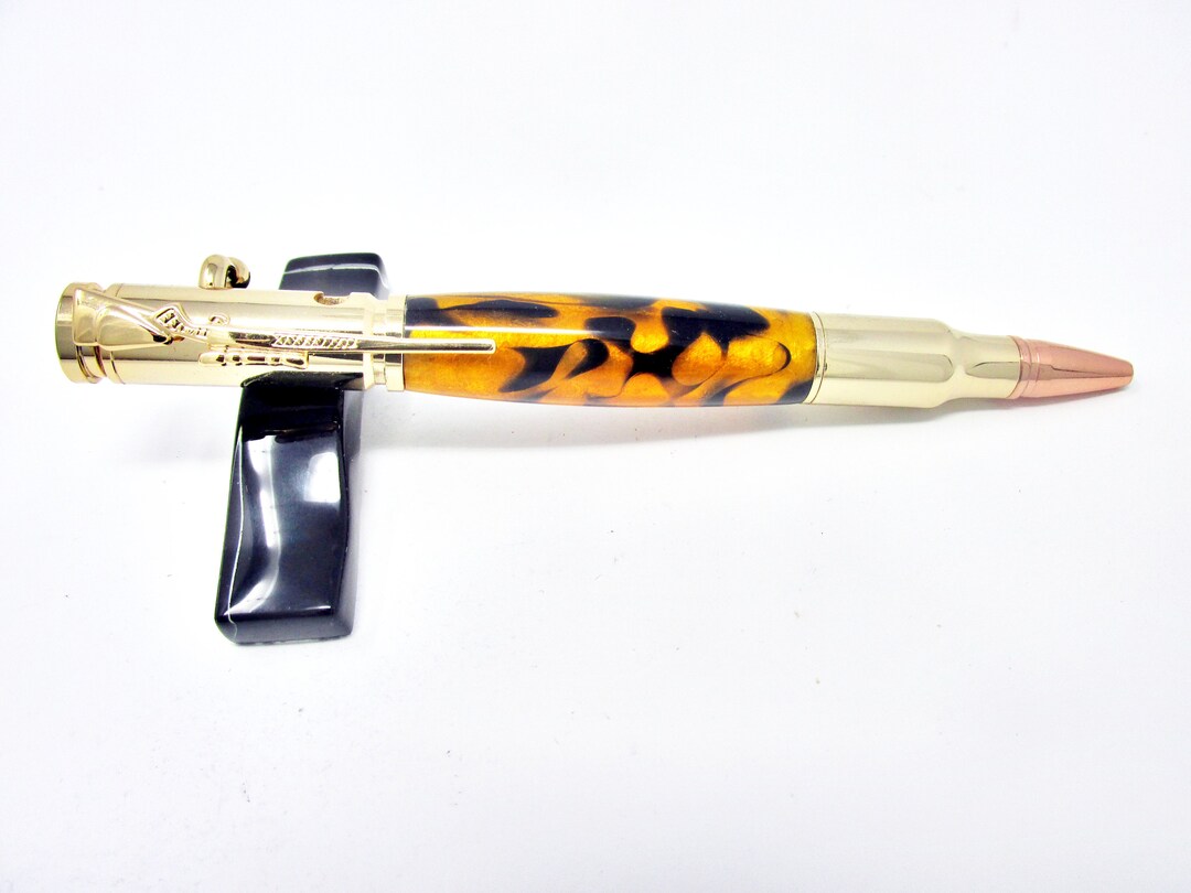 Tiger Bolt Action Ballpoint Pen With 24kt Gold Plating - Etsy