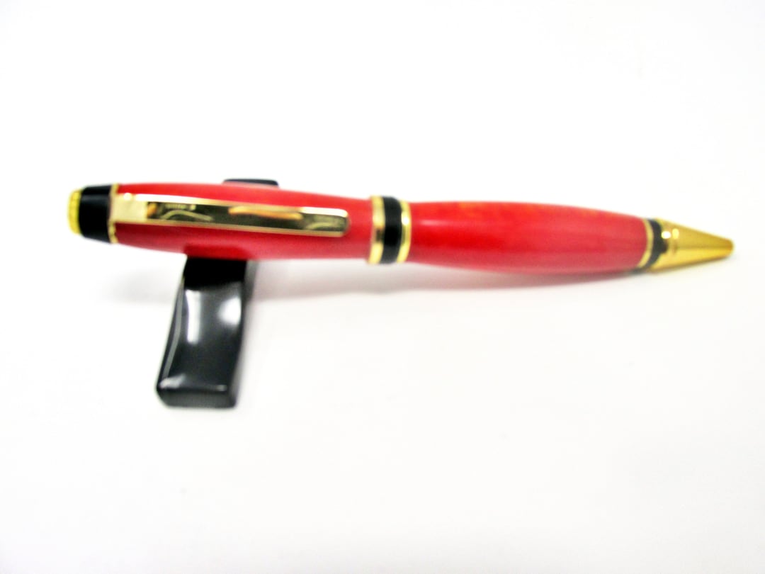 Handmade Big Ben Cigar Ballpoint Pen – Golden Red Inlace Acrylester ...