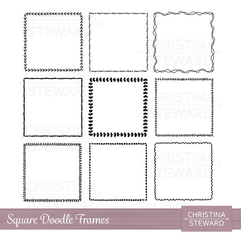 Square Clip Art Frames Frame Clipart Doodle Clip Art Hand - Etsy