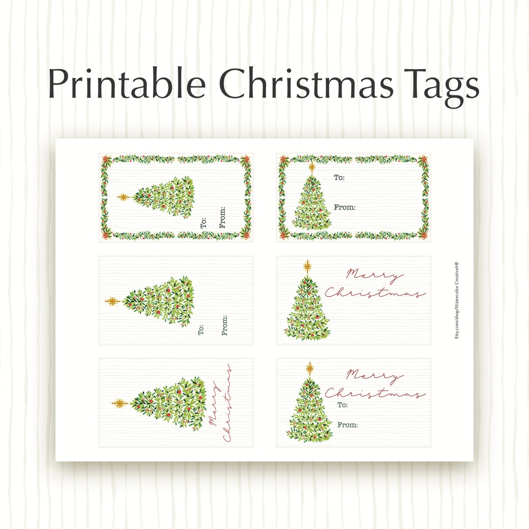 Printable Christmas Tree Gift Labels, You Print, Christmas Gift Tags ...