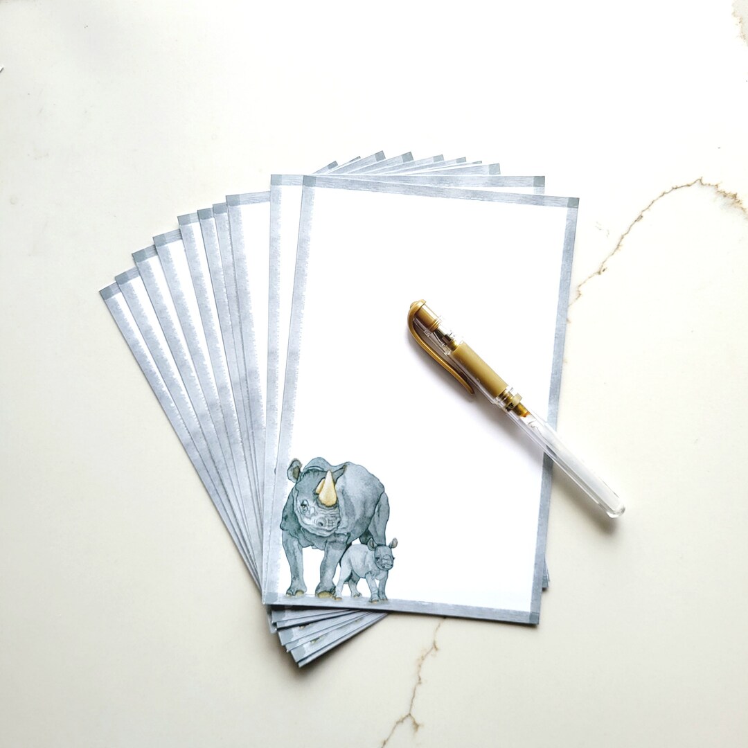 Rhino Stationary Set of 10 Handmade Stationary Writing - Etsy
