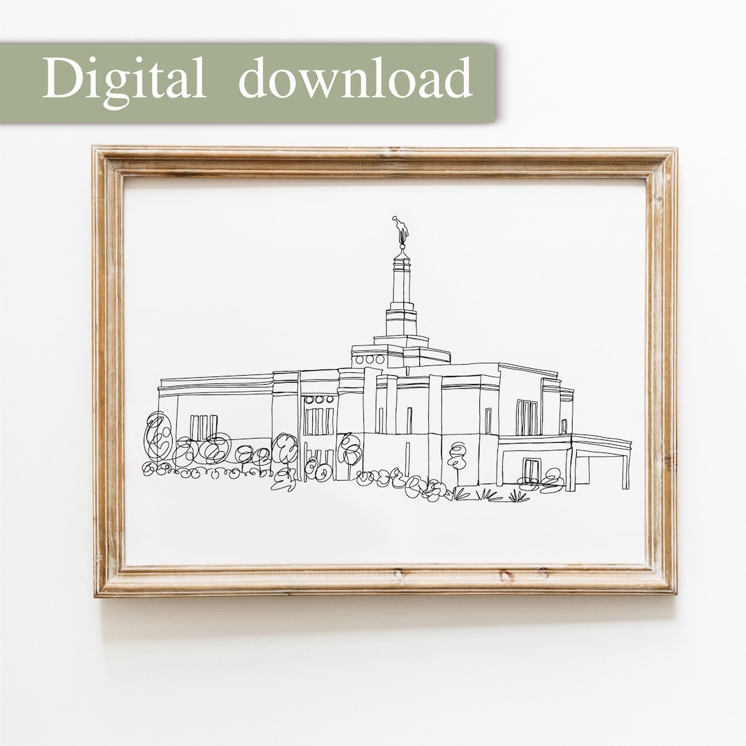 Snowflake Arizona Temple, Continuous Line Drawing, LDS Snowflake Temple ...