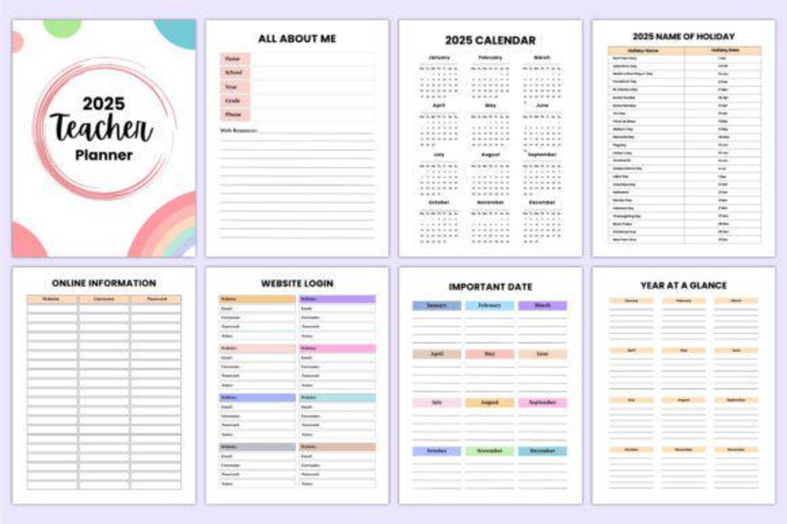 2025 Teacher Planner Canva Template - Etsy