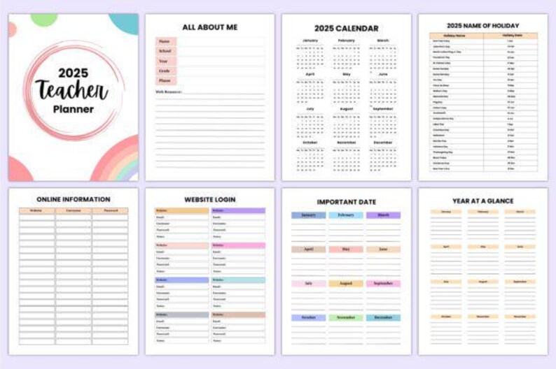 2025 Teacher Planner Canva Template - Etsy