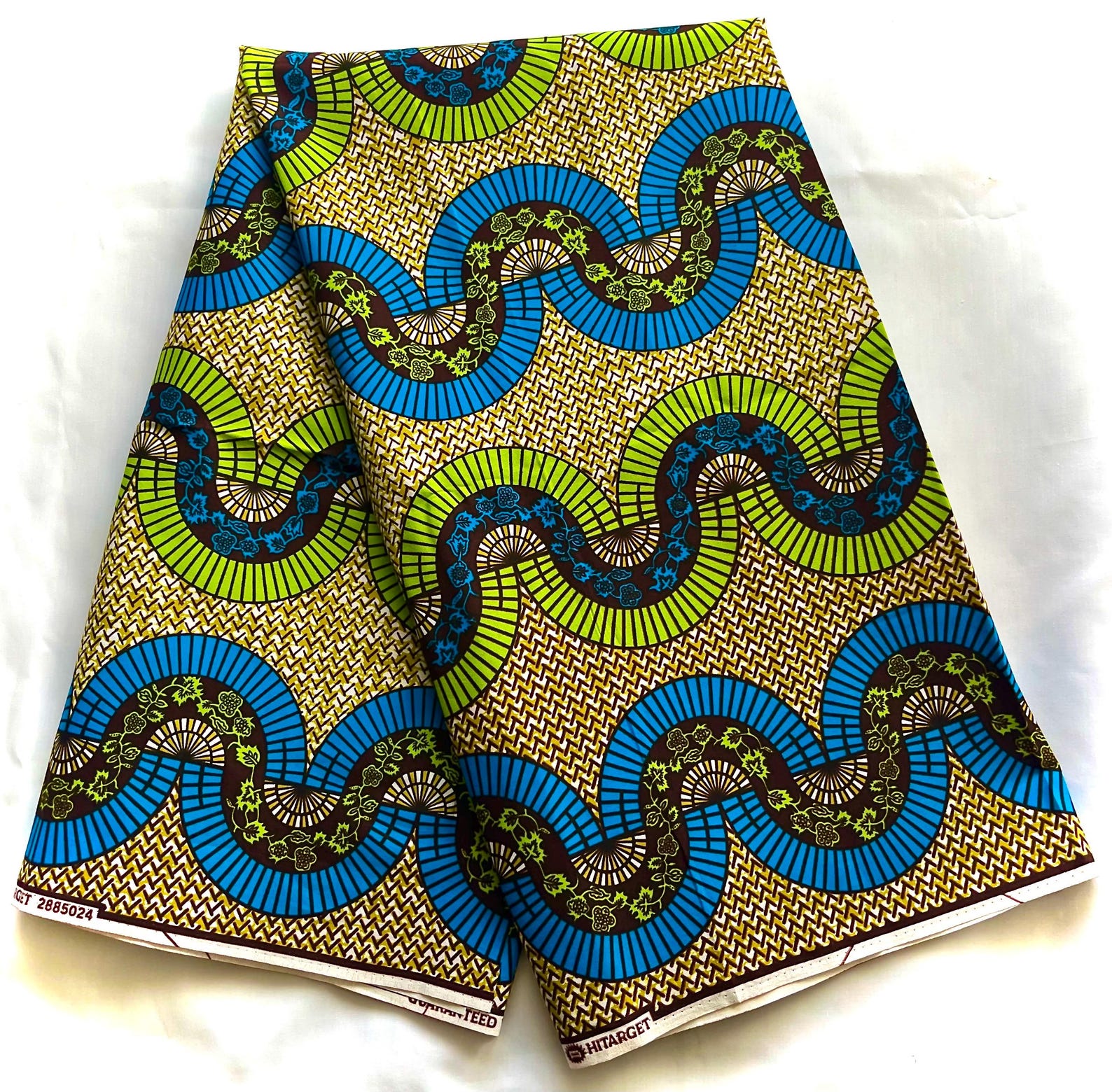Hitarget Blue & Lime Green Waxprint Fabric - Etsy