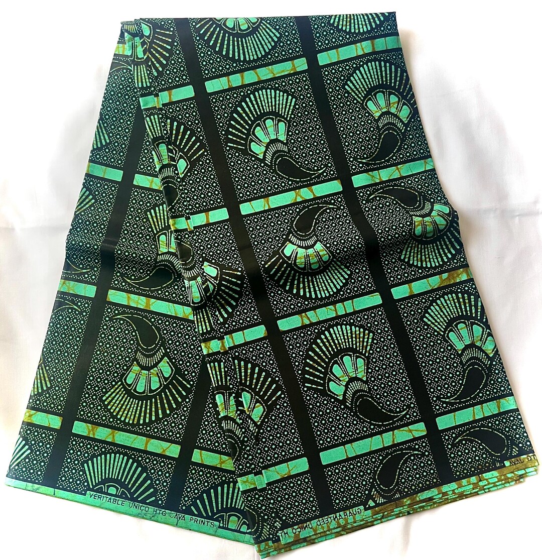 Unico Java Prints Green & Black Waxprint Fabric - Etsy Canada
