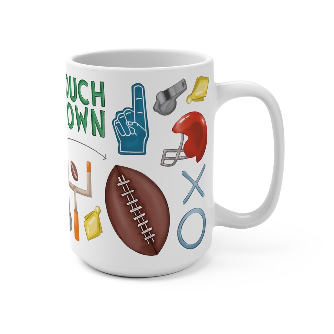 Football Sunday Morning Mug Xs and Os Football Season Touchdown Flag on ...