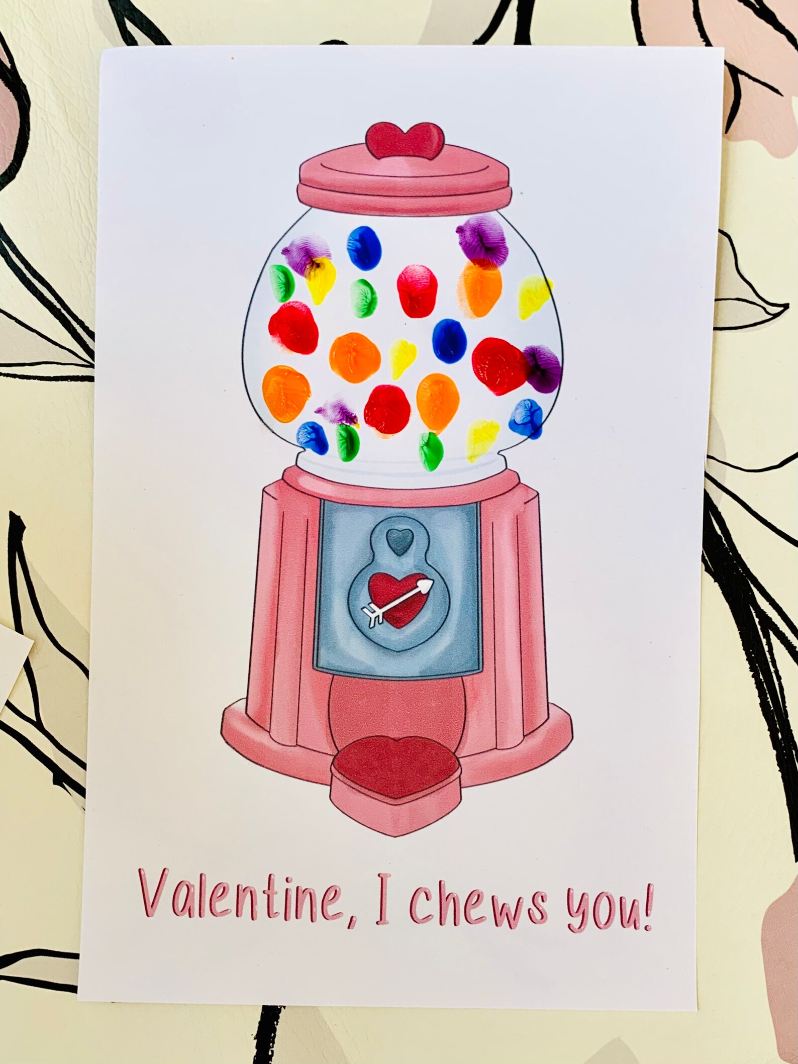 Gum-ball Machine Valentine Fingerprint Craft I Chews You - Etsy