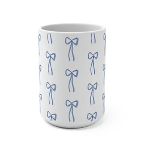 Blue Bow Mug: Preppy New England Style, Bridal Gift - Etsy
