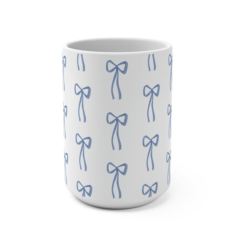 Blue Bow Mug: Preppy New England Style, Bridal Gift - Etsy