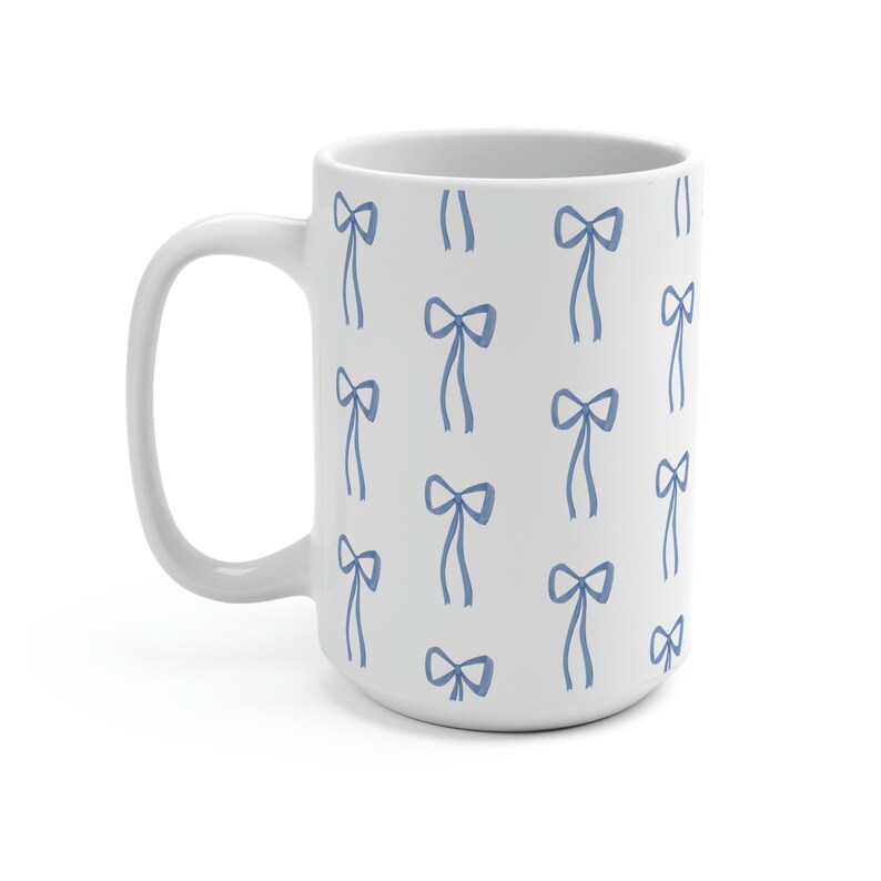 Blue Bow Mug: Preppy New England Style, Bridal Gift - Etsy
