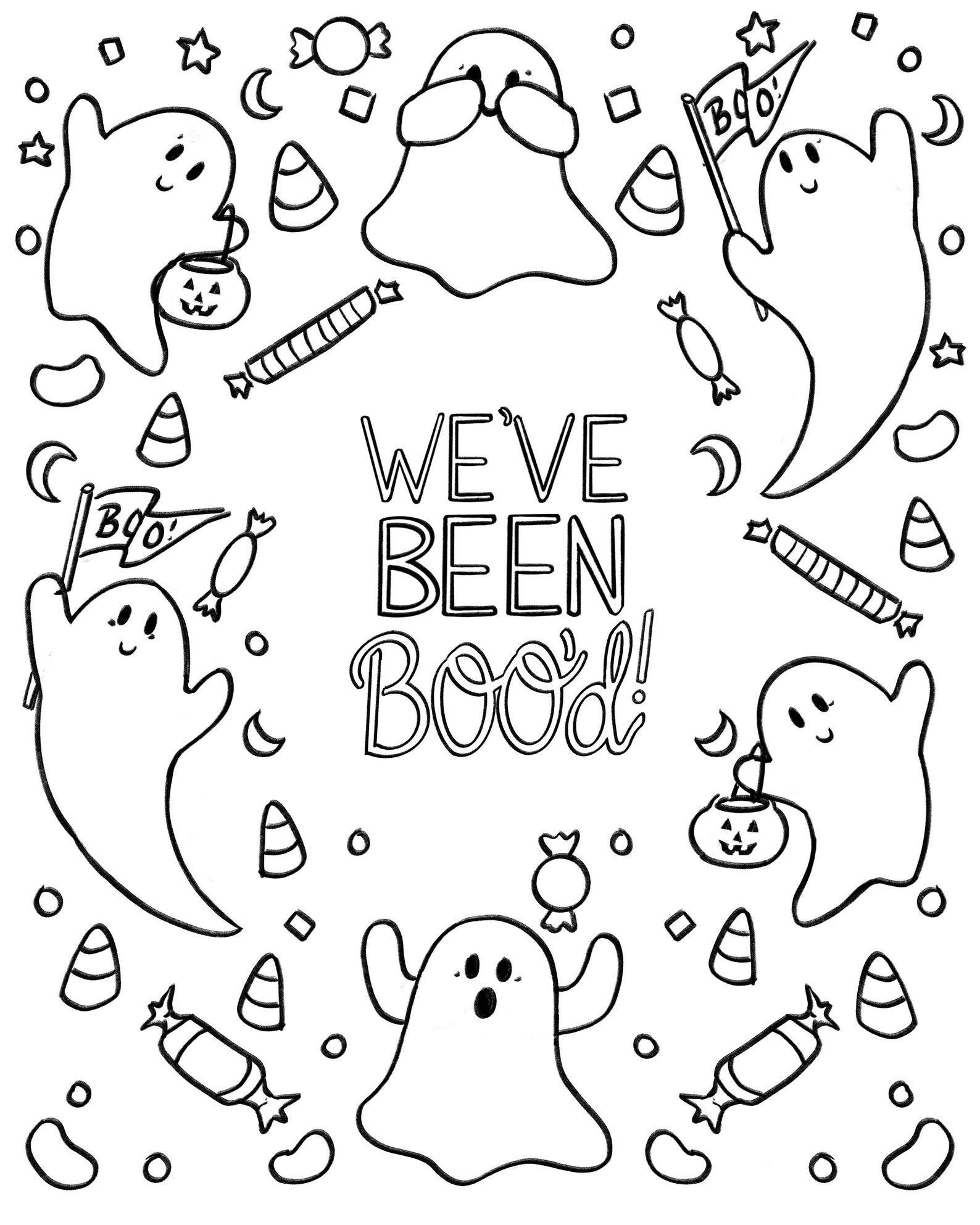 Halloween Boo'd Coloring Set: Craft Activity (PDF Download) - Etsy