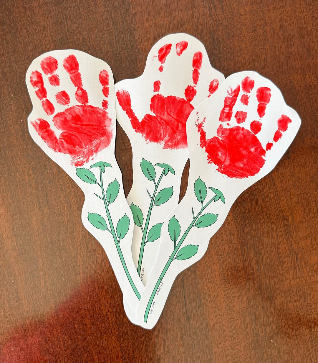 Rose Mothers Day Handprint Template, Birthday Roses, Digital Download ...