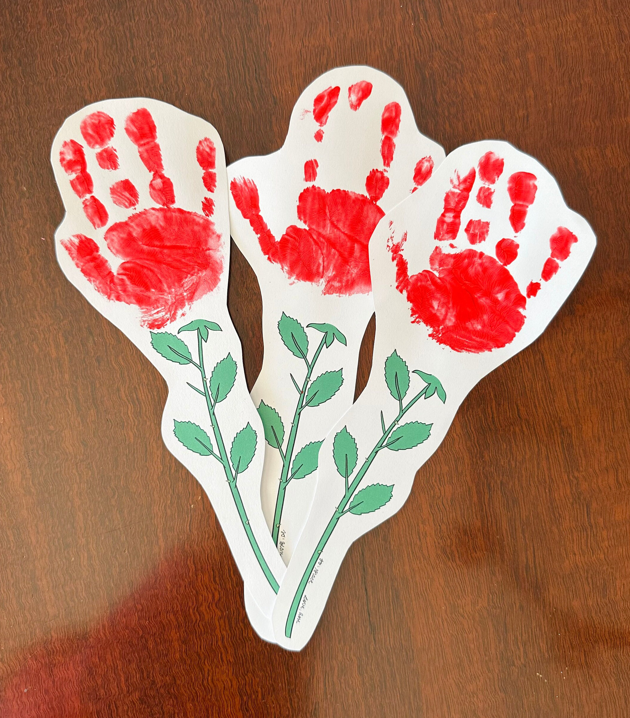 Rose Mothers Day Handprint Template, Birthday Roses, Digital Download ...