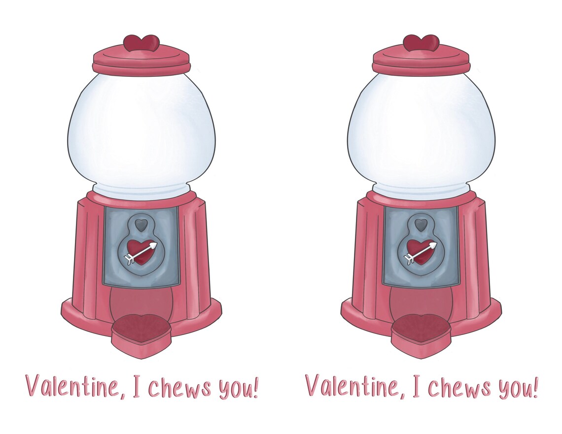 Gum-ball Machine Valentine Fingerprint Craft I Chews You - Etsy