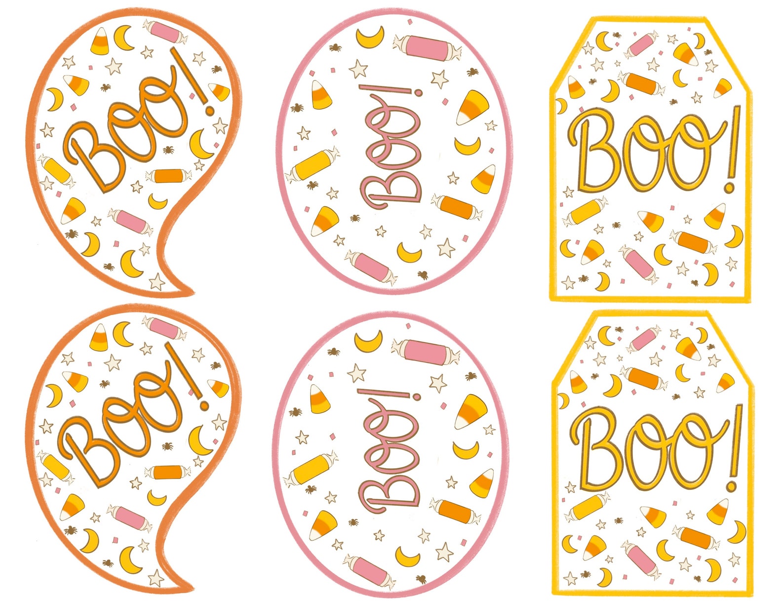 Retro Halloween Boo Signs: Pink & Orange Printable Bundle (digital ...