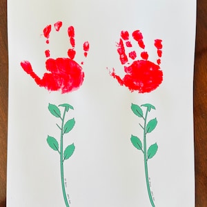 Rose Mothers Day Handprint Template, Birthday Roses, Digital Download ...