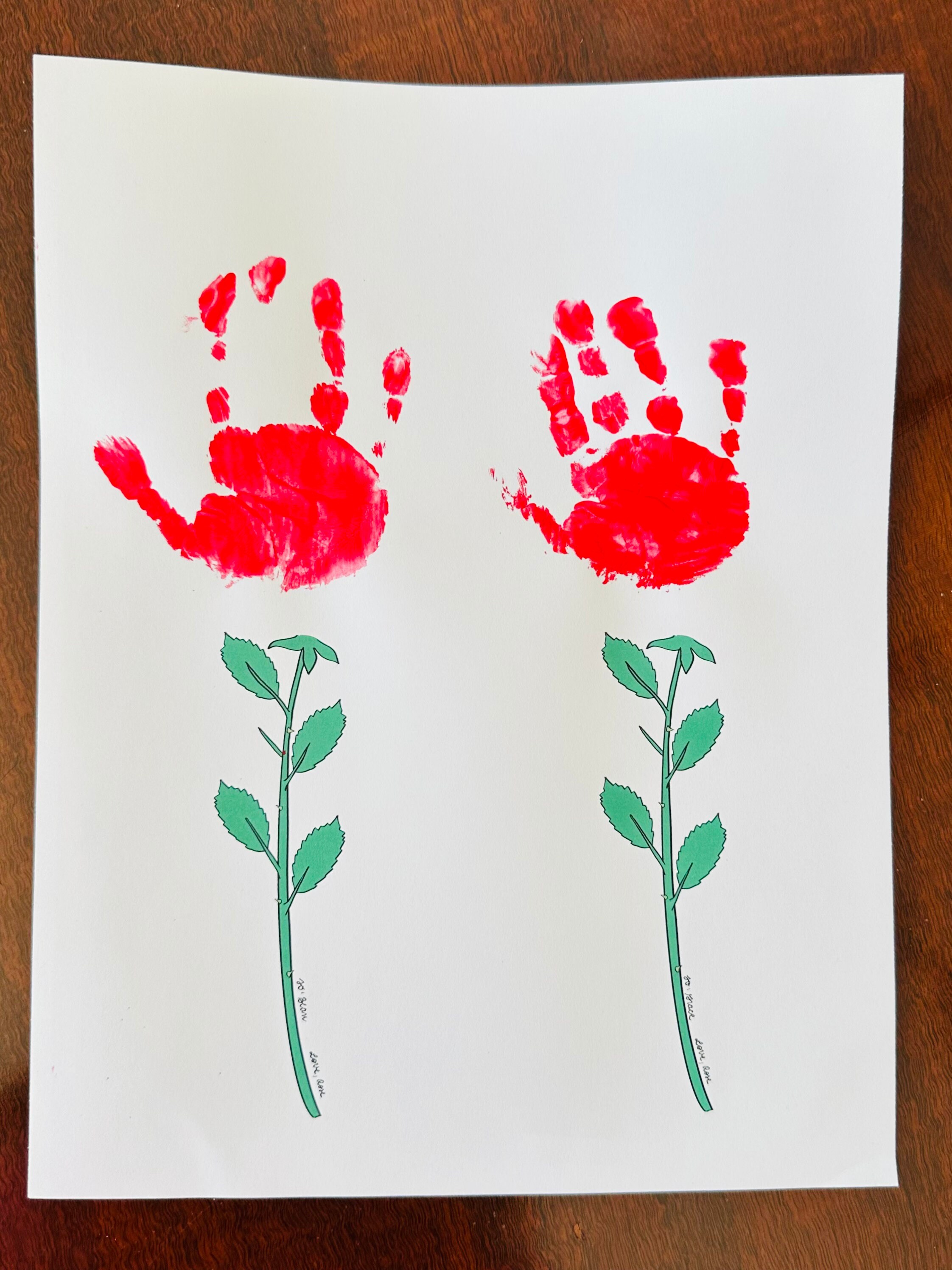 Rose Mothers Day Handprint Template, Birthday Roses, Digital Download ...