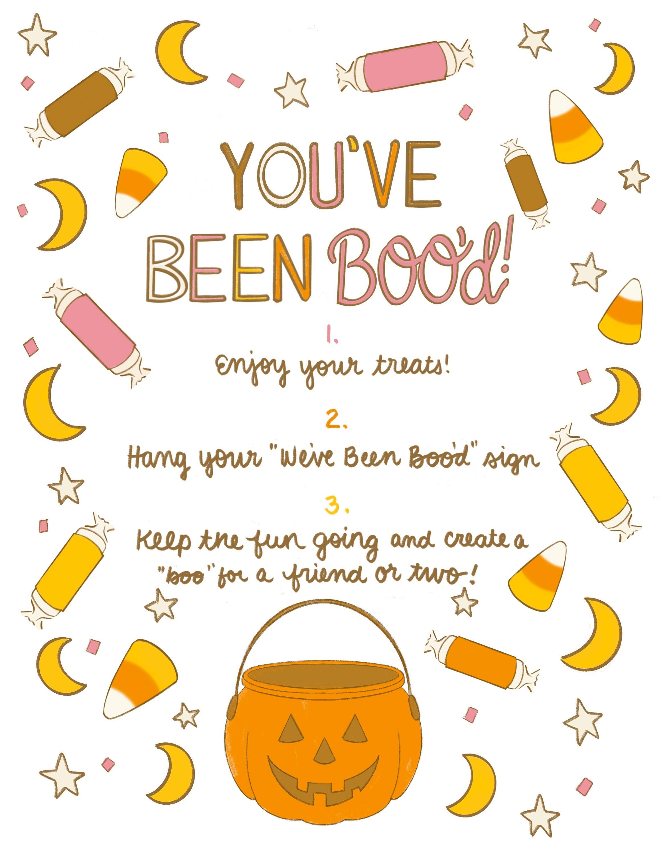 Retro Halloween Boo Signs: Pink & Orange Printable Bundle (digital ...