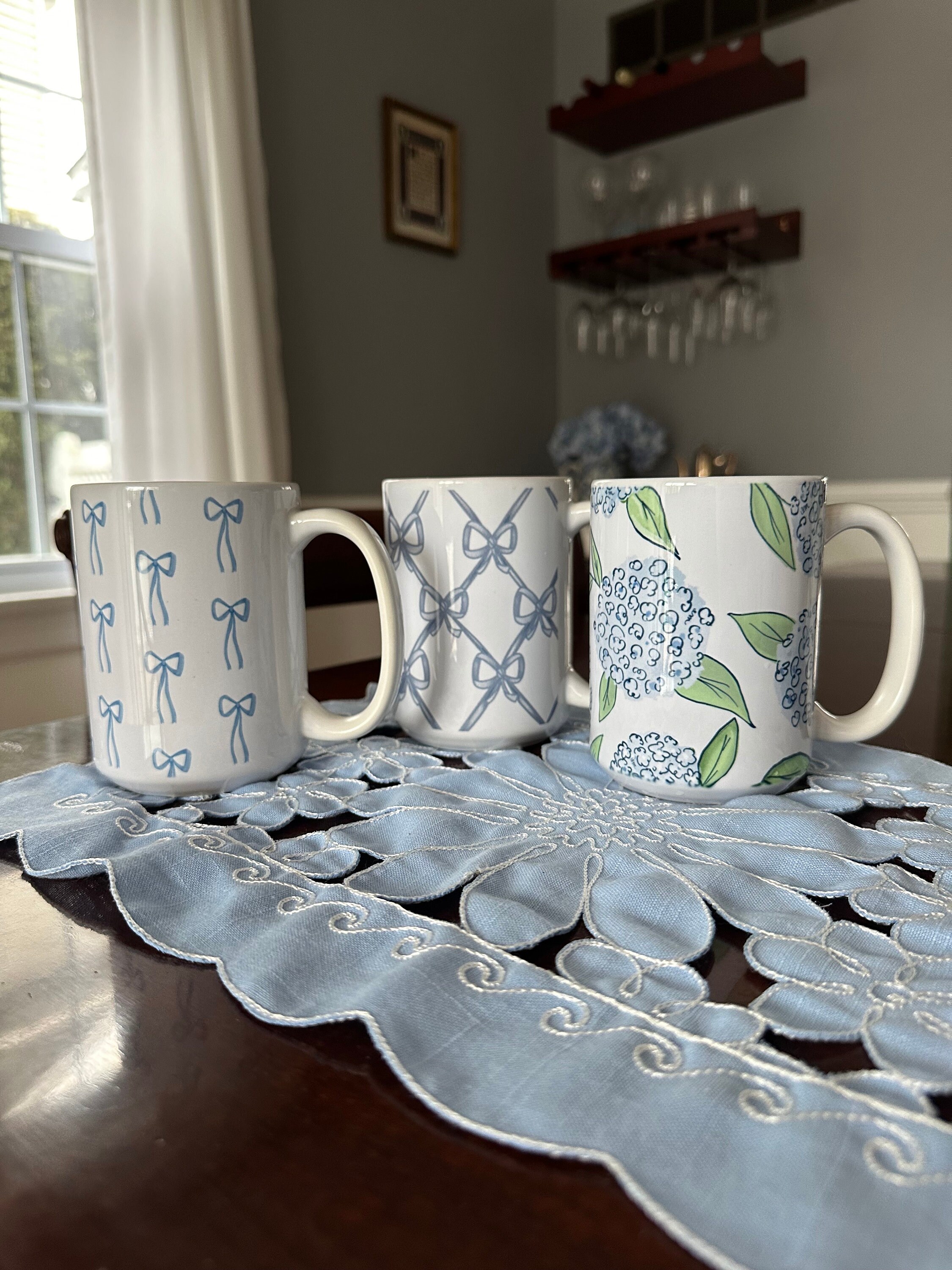 Blue Bow Mug: Preppy New England Style, Bridal Gift - Etsy