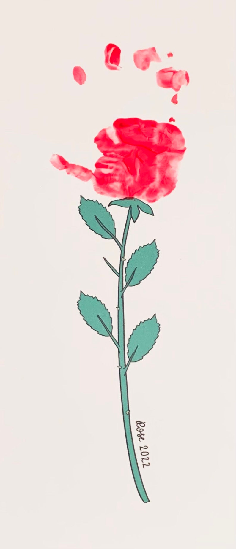 Rose Mothers Day Handprint Template, Birthday Roses, Digital Download ...