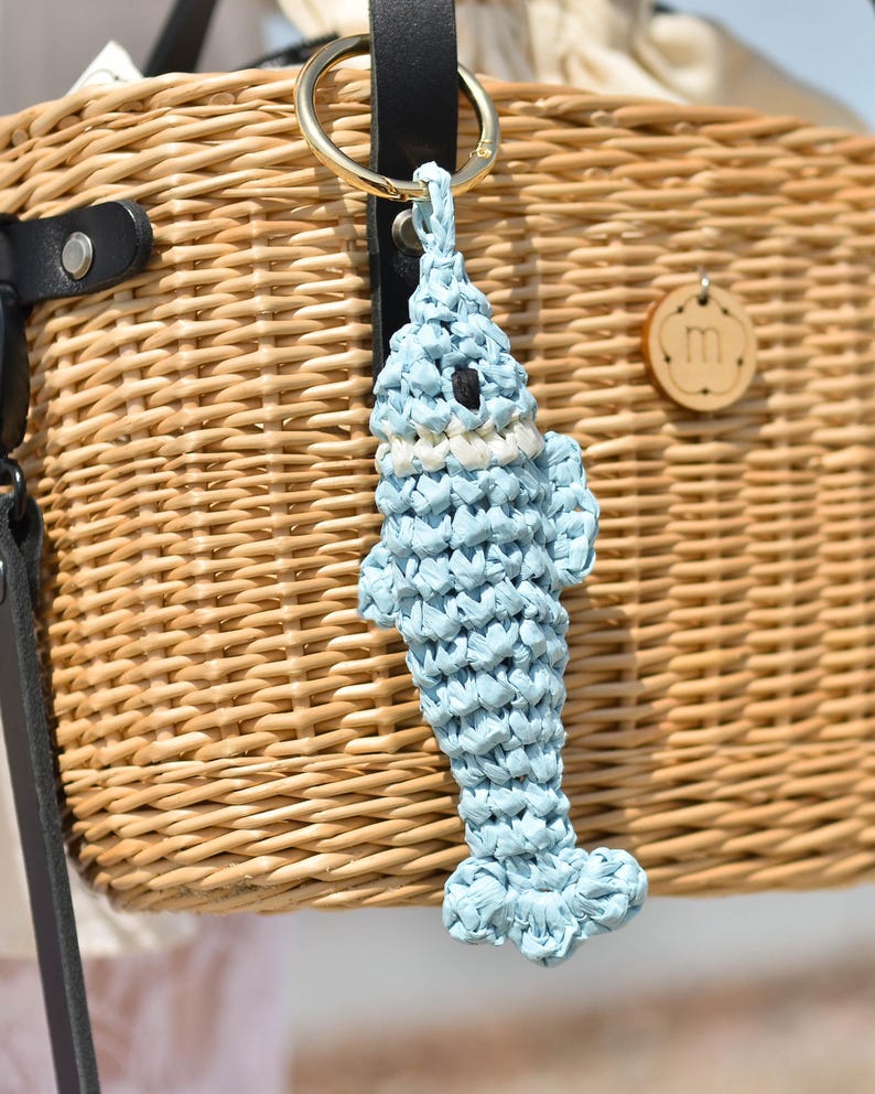 Raffia Sardinia Keychain, Handmade Fish Charm, Bag Accessories, Key ...