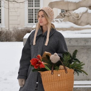 Handmade Knit Balaclava Cap With Ties for Women, Shiny Beanie, Sequin ...