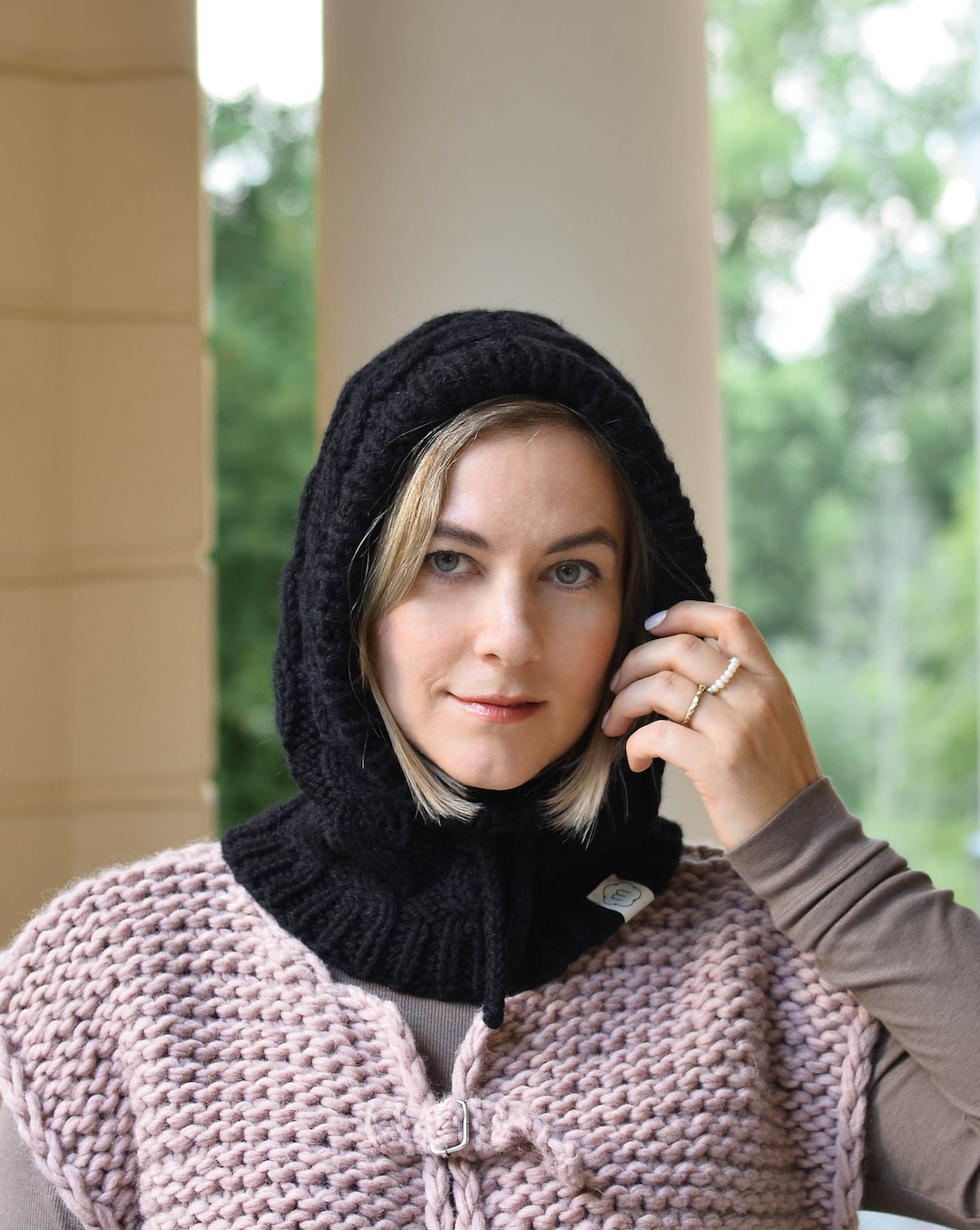 Oversized Handmade Wool Balaclava Hat for Women Men, Modern Knitted ...