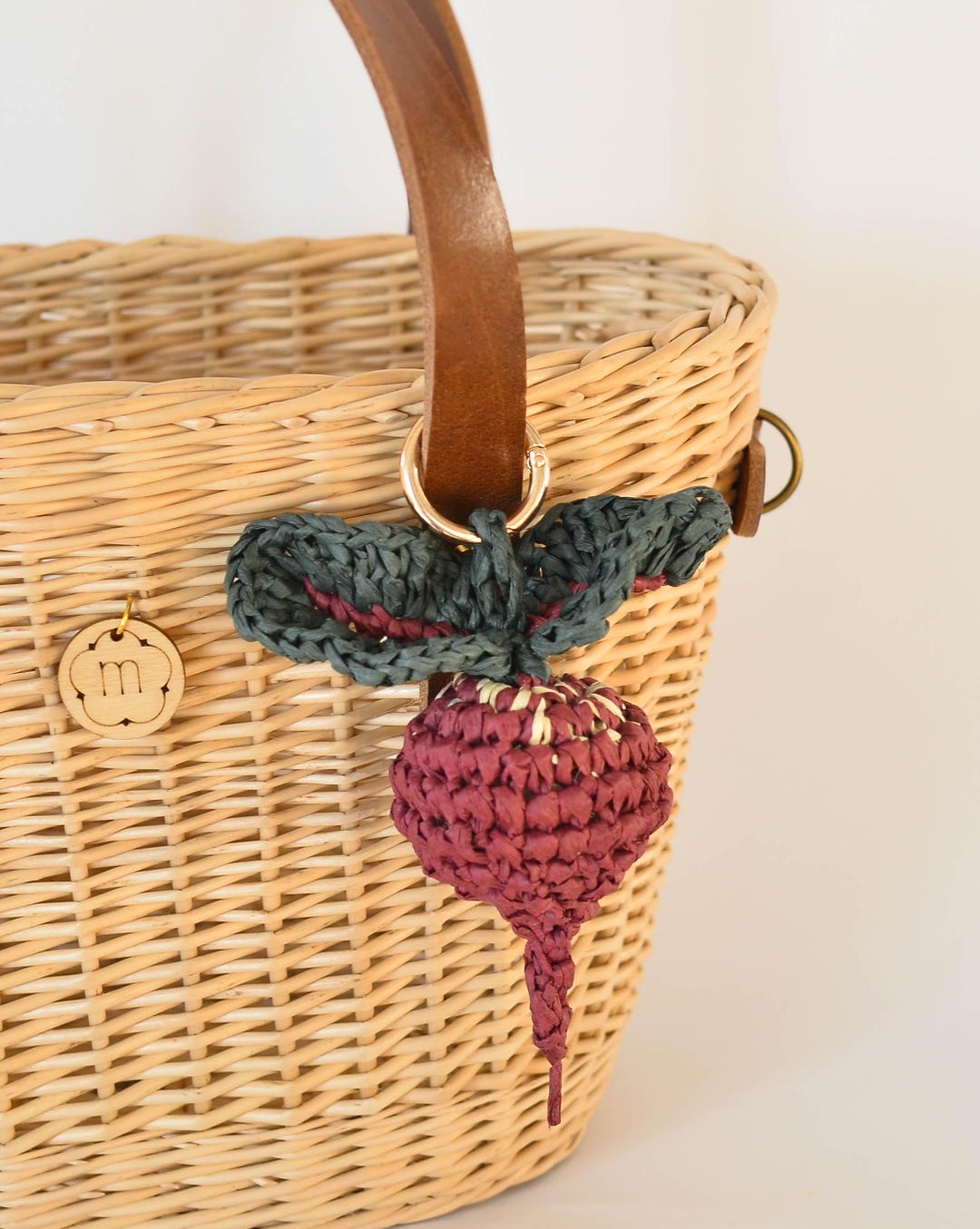 Trendy Handmade Raffia Bag Charm, Crochet Beet Boho Keychain - Etsy