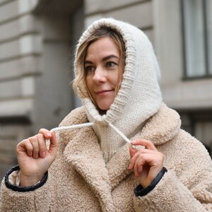 Handmade Chunky Wool Balaclava Helmet for Women Men, Knitted Oversized ...