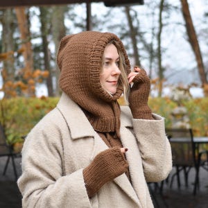 Handmade Chunky Wool Balaclava Helmet, Knitted Oversized Cozy Hood - Etsy