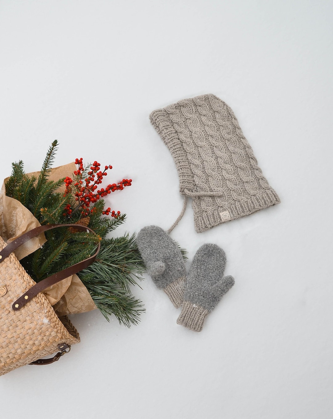 Knitted Soft Wool Winter Gloves for Women, Fluffy Handmade Cozy Mittens ...