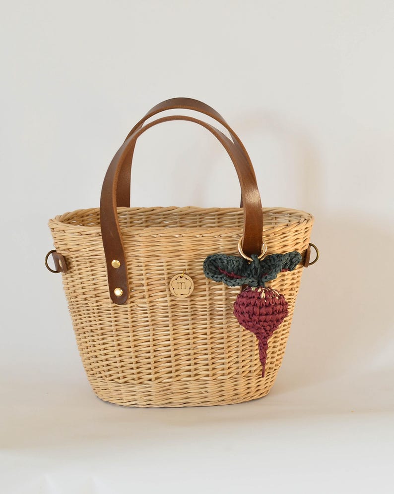 Trendy Handmade Raffia Bag Charm, Crochet Beet Boho Keychain - Etsy