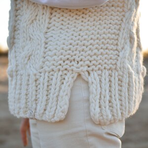 Oversized Hand Knitted Wool Sweater Vest, Cable Knit Sleeveless Sweater ...