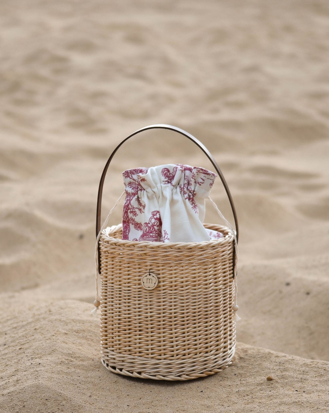 Modern Wicker Bucket Bag With Leather Handle for Women Straw - Etsy