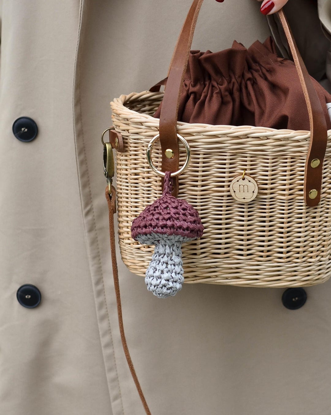 Crochet Raffia Mushroom Keychain, Handmade Fall Bag Charm - Etsy