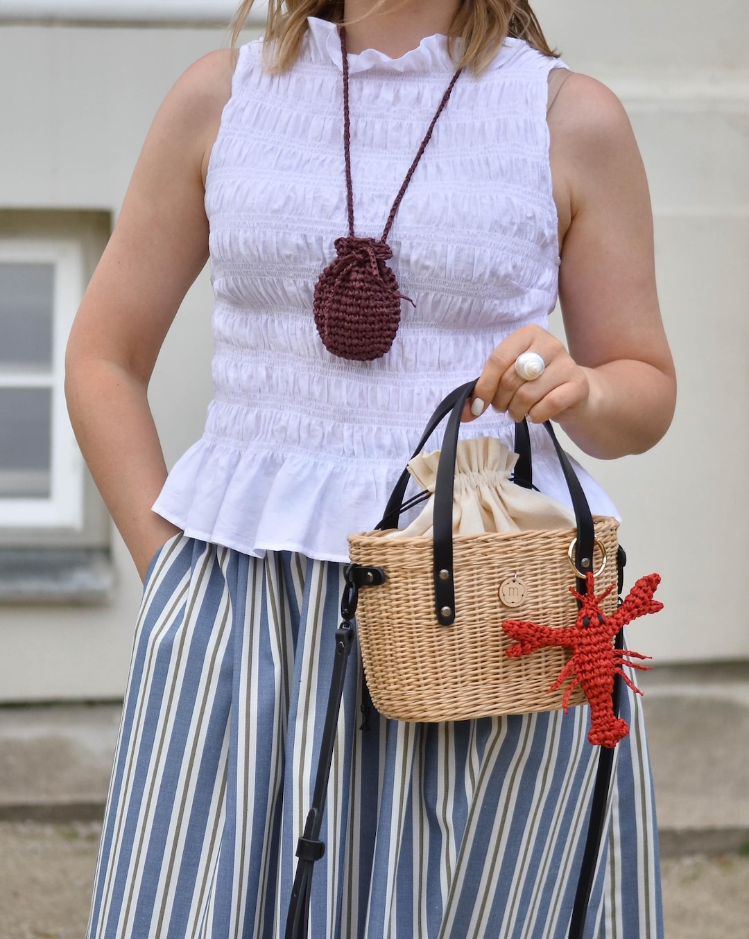 Trendy Raffia Keychain for Bag, Handmade Lobster Charm - Etsy