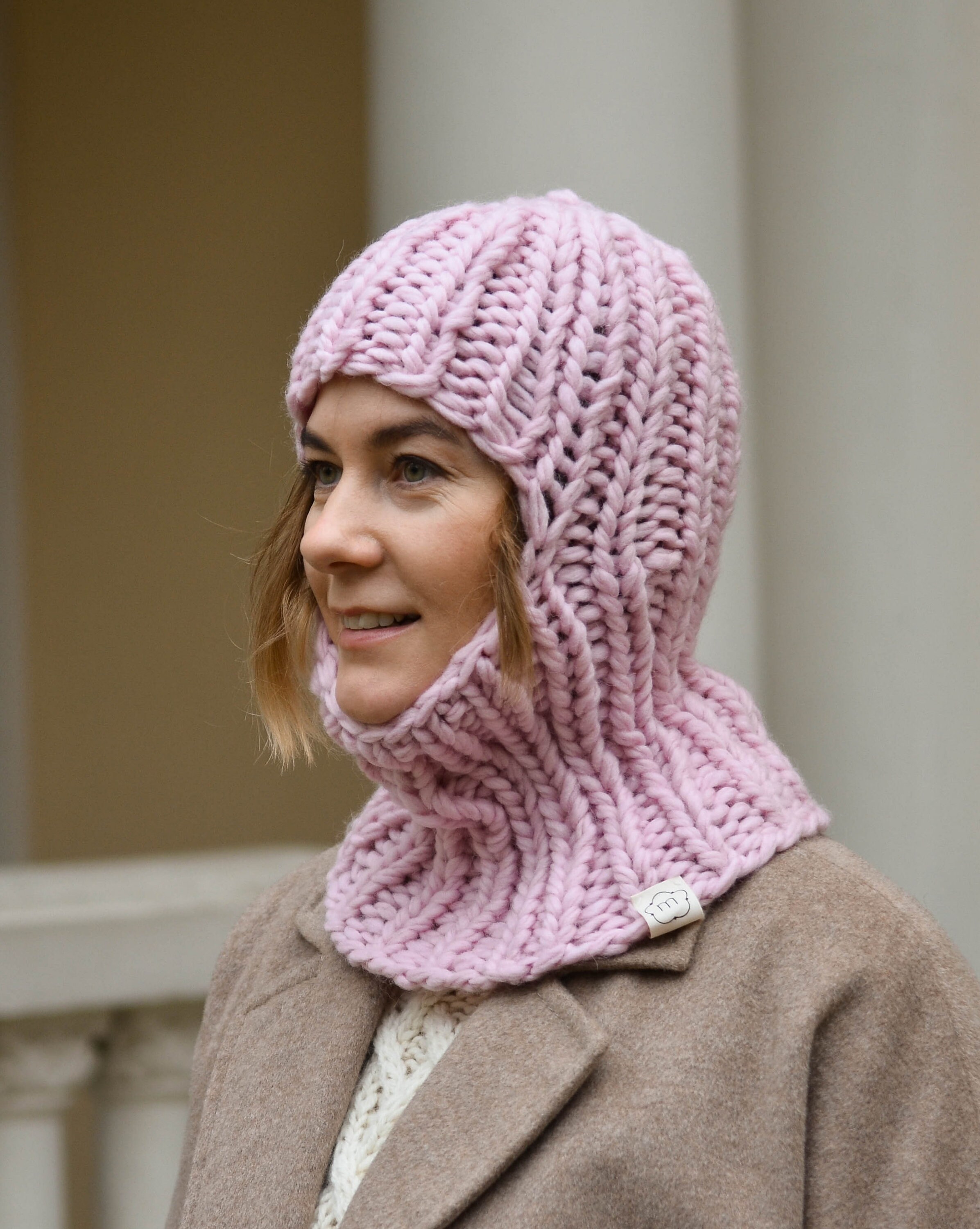 Chunky Hand Knit Wool Balaclava Hat, Women’s Warm Helmet, Fall ...