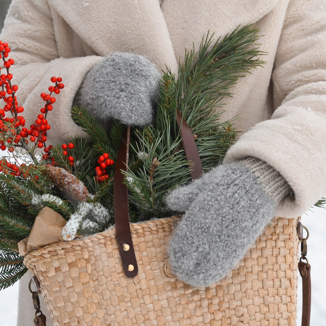 Handmade Chunky Fluffy Alpaca Wool Gloves for Women Knit Warm - Etsy