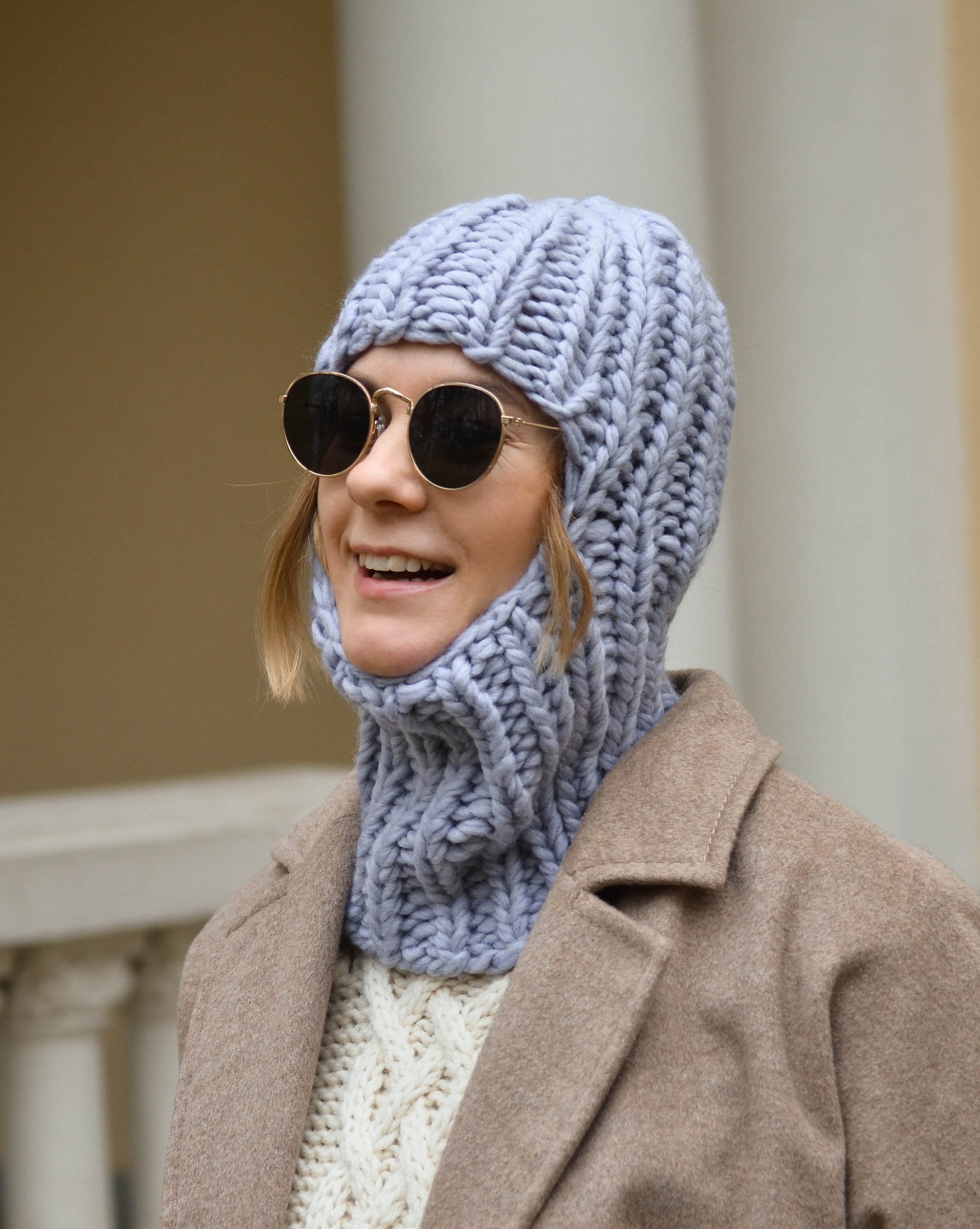 Hand Knit Wool Hood Balaclava for Women and Men, Handmade Chunky Helmet ...