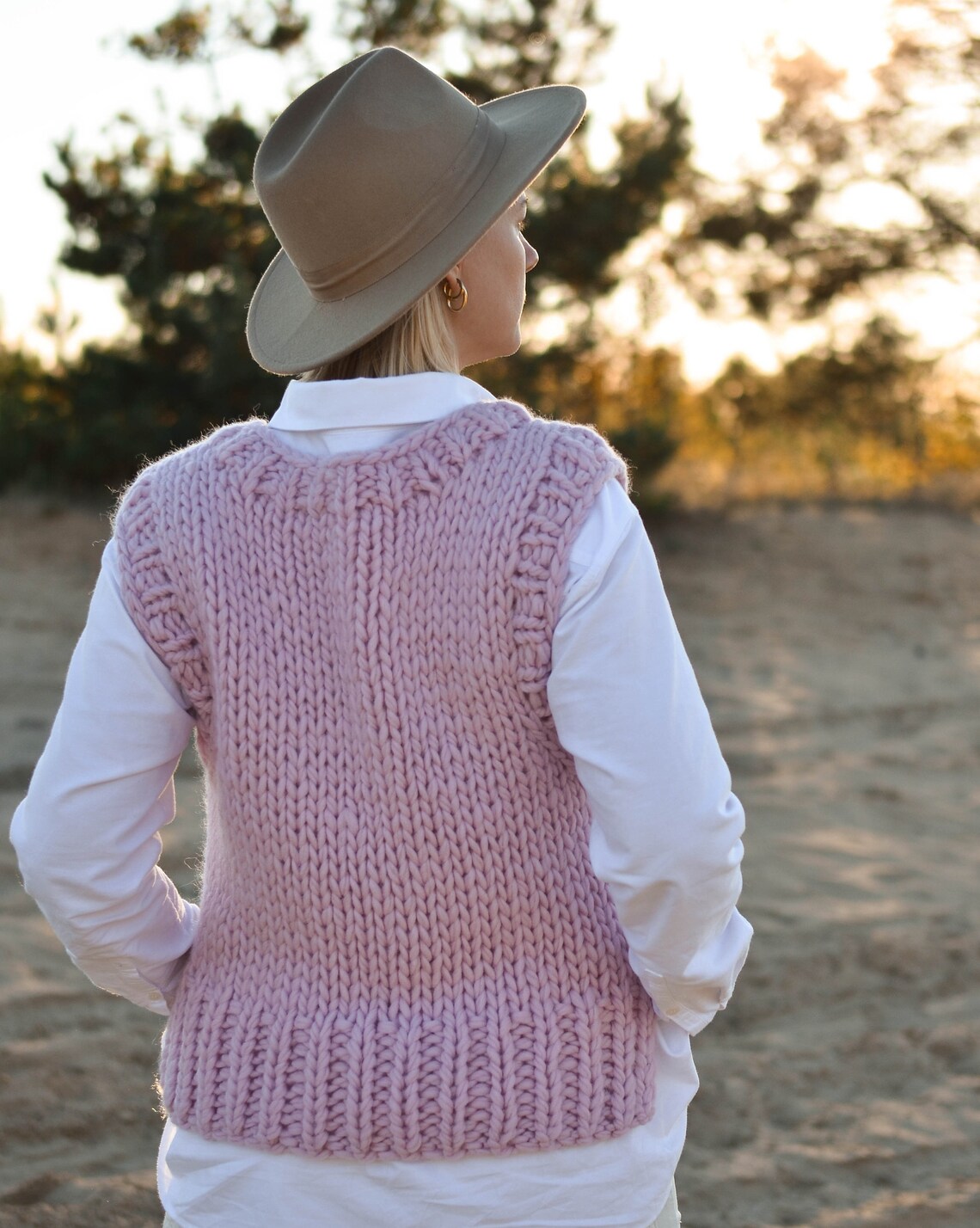 Wool Sweater Vest Hand Knit Chunky Vest Sleeveless Sweater | Etsy