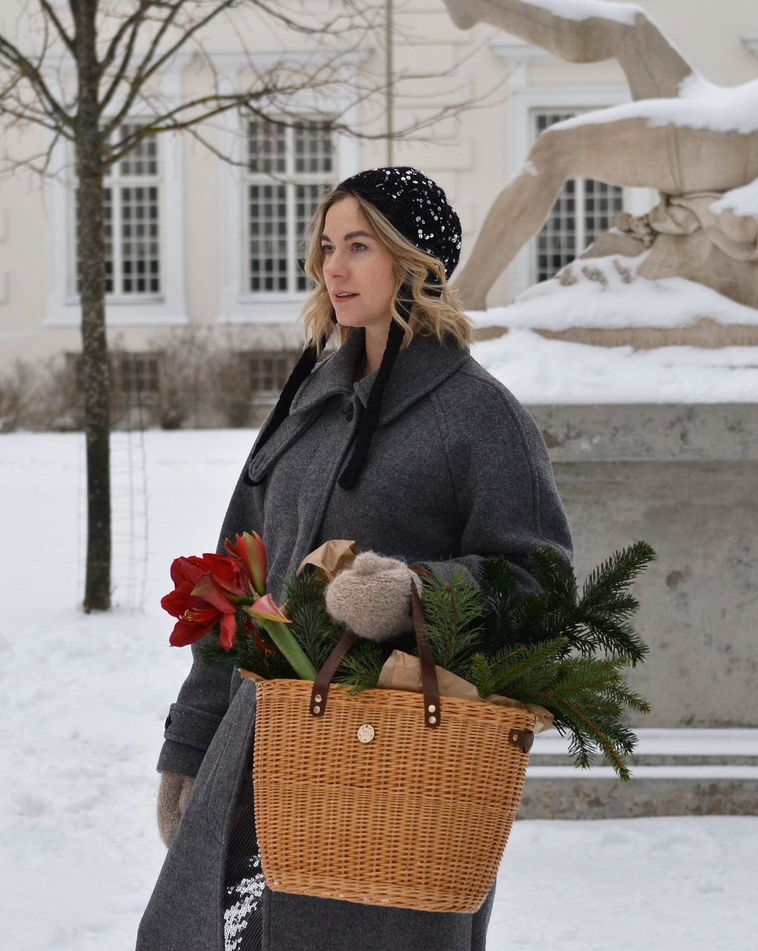 Handmade Knit Bonnet Cap With Sequins for Women, Shiny Beanie, Festive ...