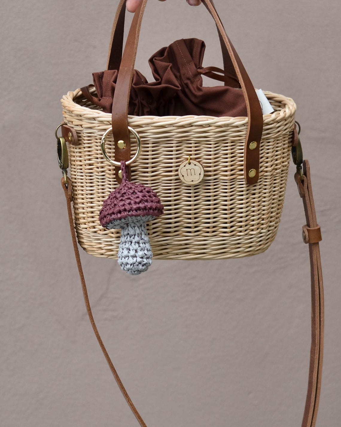 Crochet Raffia Mushroom Keychain, Handmade Fall Bag Charm - Etsy