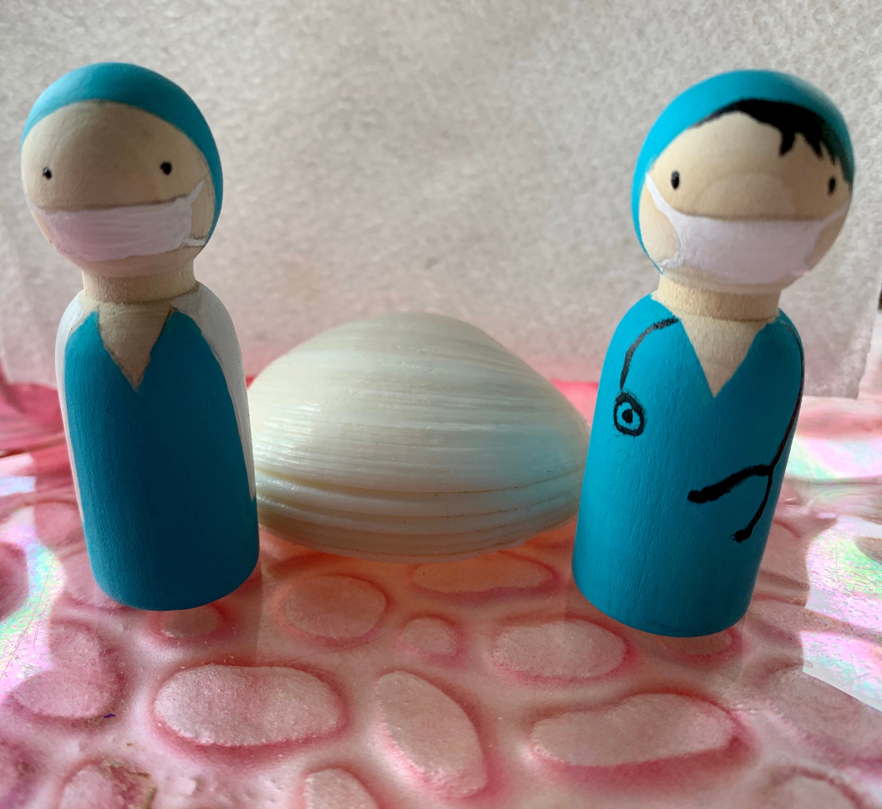 Wood Pegs-medical Staff-peg Doll Set-montessori-easter-homeschool-wood ...